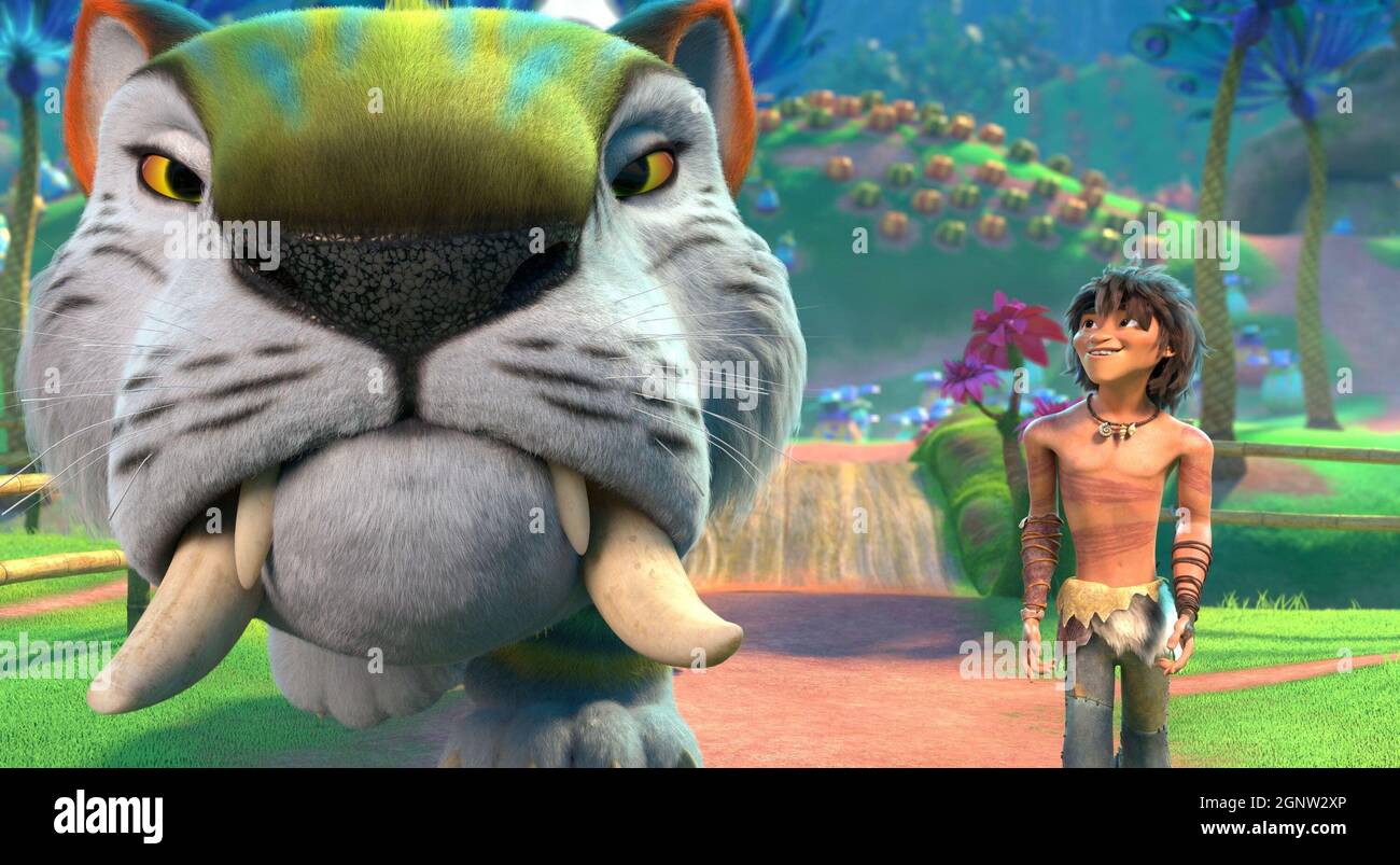 THE CROODS: FAMILY TREE, right: Guy (voice: Darin Brooks), Sticky ...