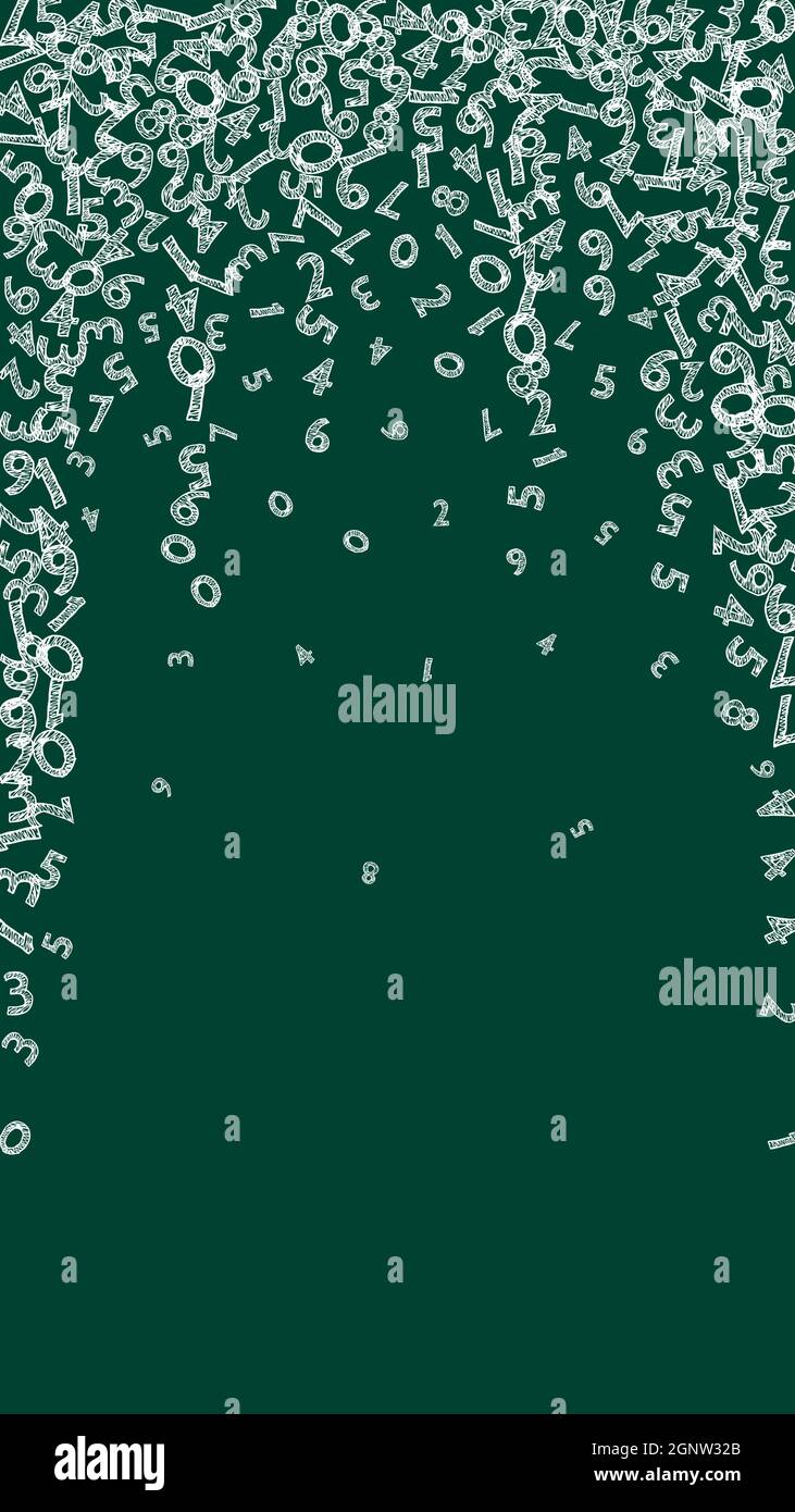 Falling sketch chalk numbers. Math study concept with flying digits ...