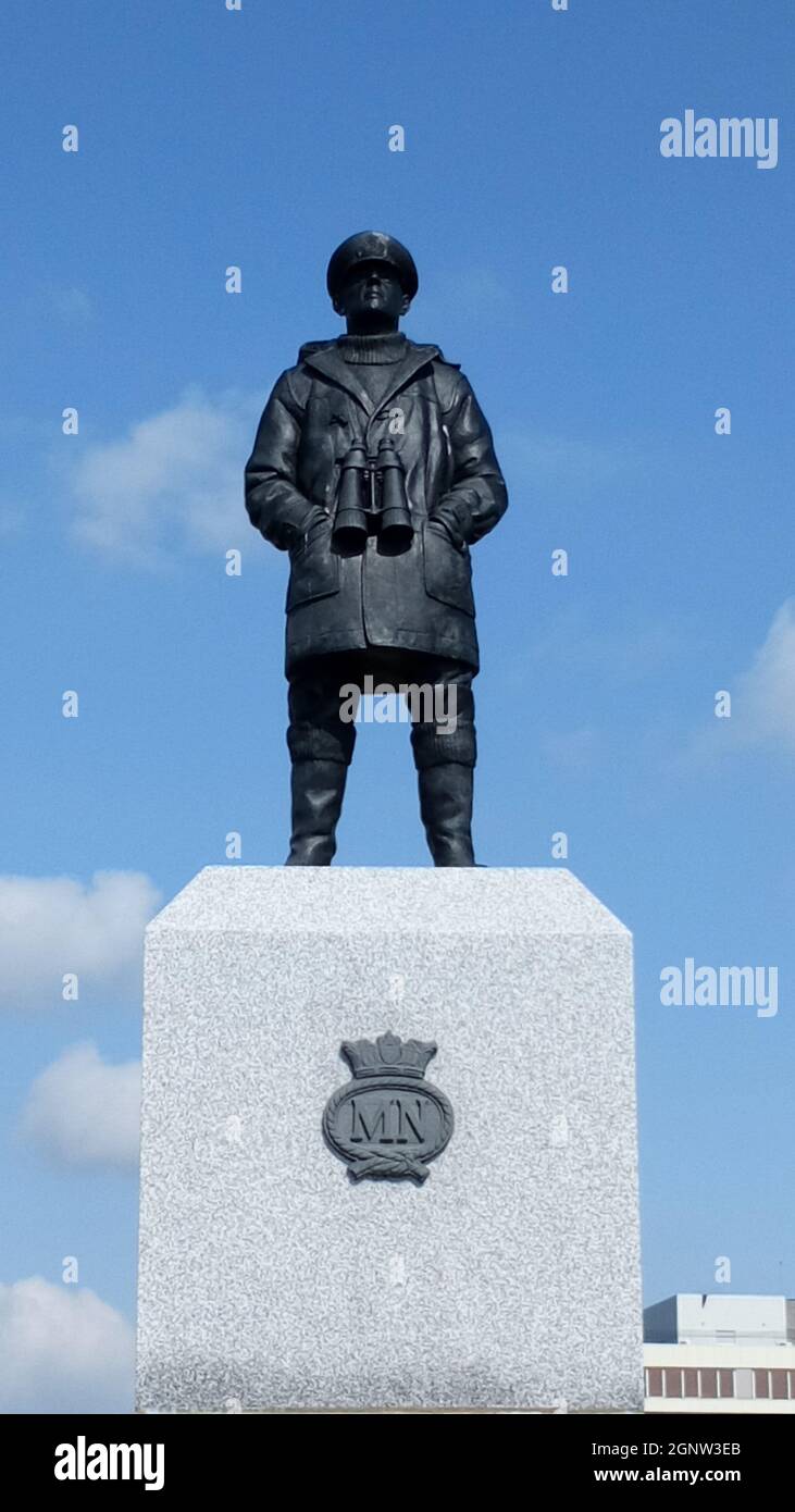 The Merchant Navy Monument, aka The Watchkeeper, on the Plymouth Hoe ...