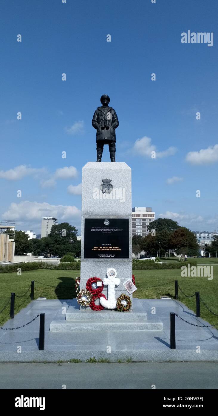 The Merchant Navy Monument, aka The Watchkeeper, on the Plymouth Hoe ...