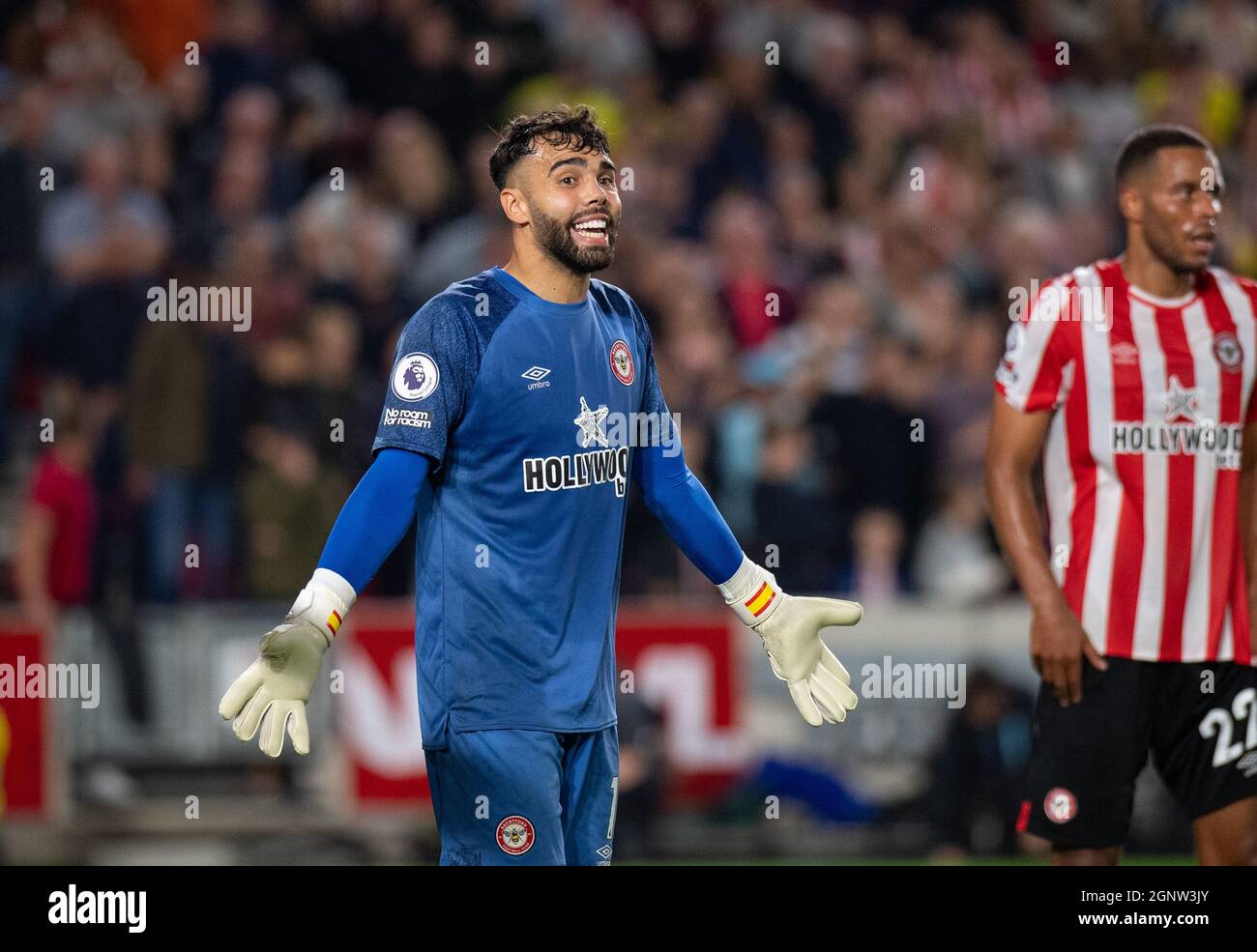 Brentford, UK. 25th Sep, 2021. Brentford goalkeeper David Raya Martin during the Premier League ...