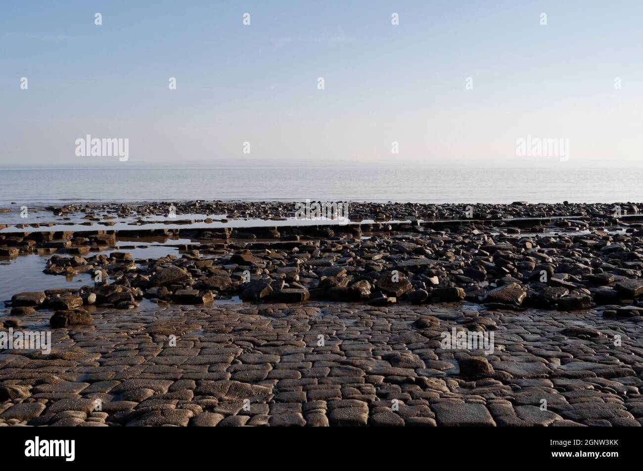 Severn Estuary coast from Lavernock Point Wales UK, Welsh coastline ...