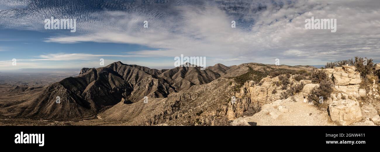Panorama of Guadalupe Peak From Hunter Peak in Guadalupe Mountains ...