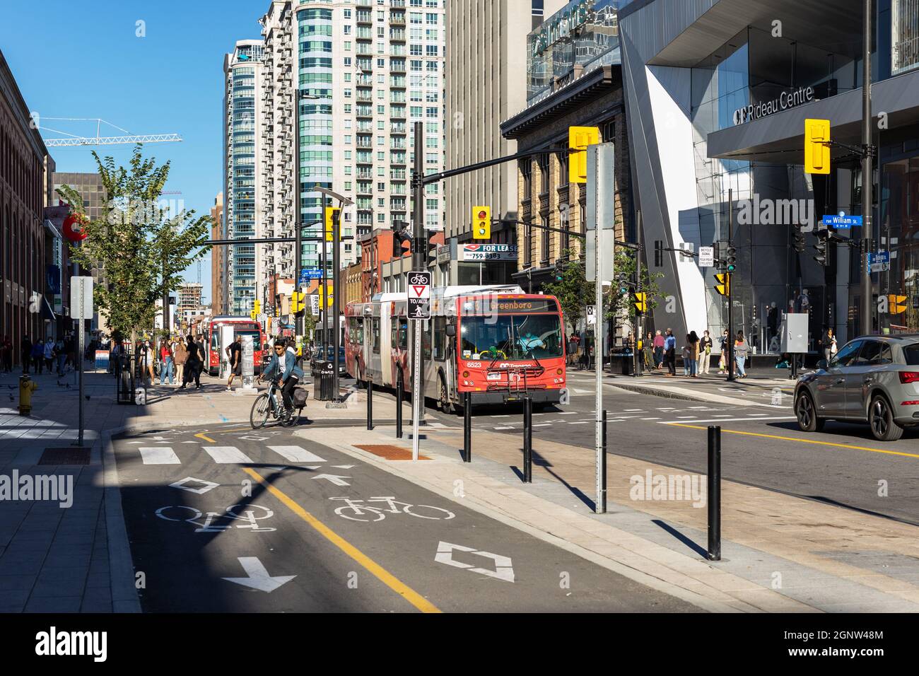 Ottawa, Canada - September 19, 2021: Public bus stop in downtown of ...