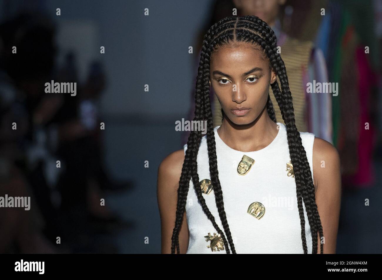 A model walks the runway during the Kenneth Ize Womenswear Spring ...