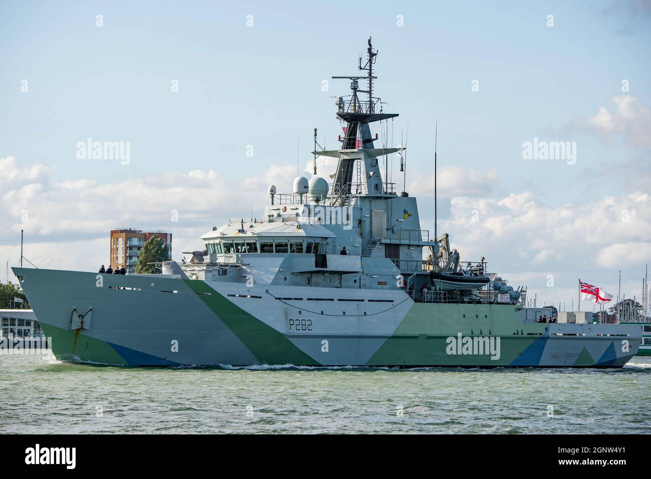 HMS Severn (P282) seen departing Portsmouth Harbour, UK on the ...