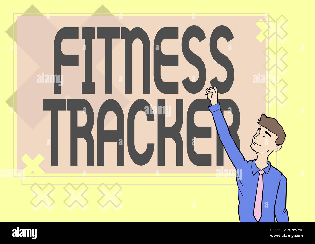 Sign displaying Fitness Tracker. Business concept device that records a ...