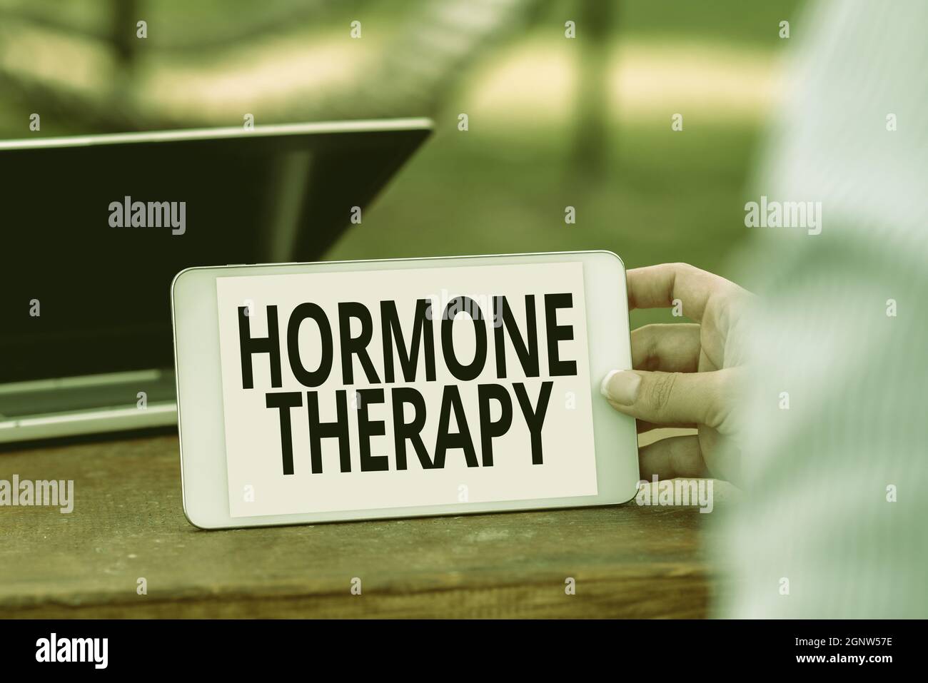 Text sign showing Hormone Therapy. Business overview treatment of ...