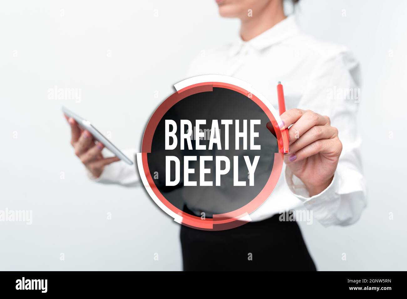 Hand writing sign Breathe Deeply. Internet Concept to take a large ...