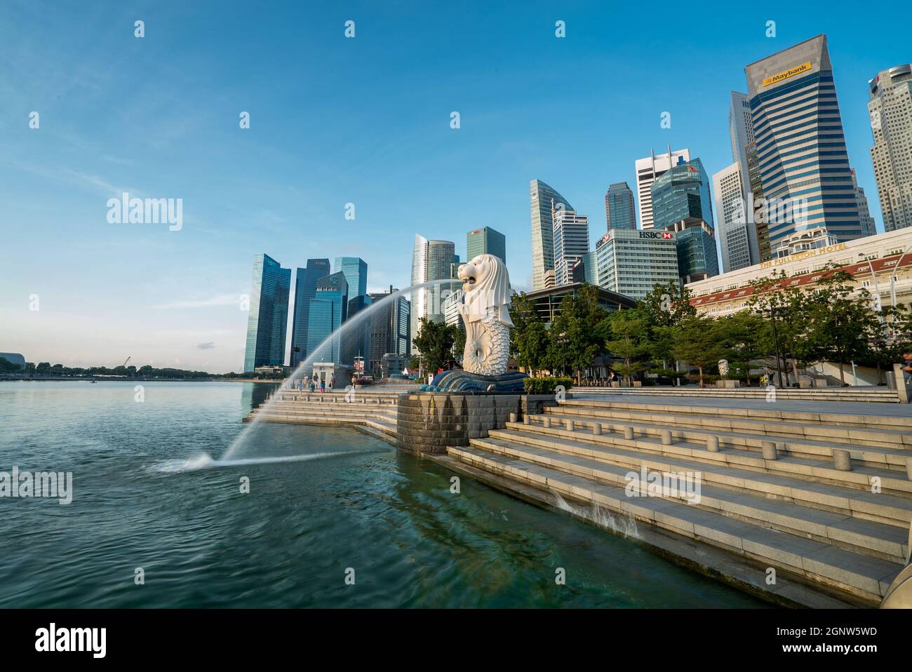 Singapore city in the morning light, the Merlion Statue Stock Photo - Alamy