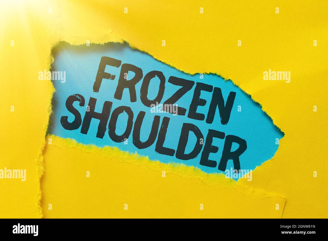 Hand writing sign Frozen Shoulder. Business concept characterized by ...