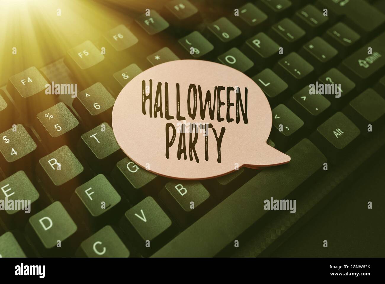Text caption presenting Halloween Party. Concept meaning eve of the ...
