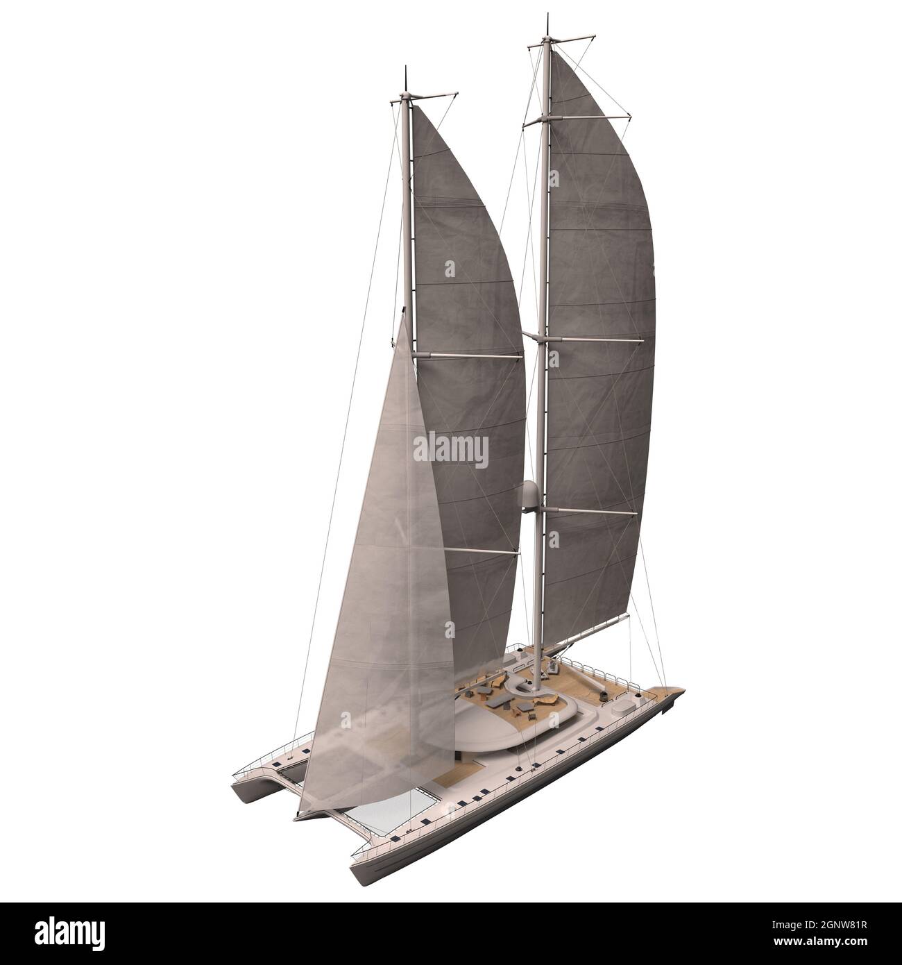 3D illustration sailing catamaran isolated on white background Stock ...