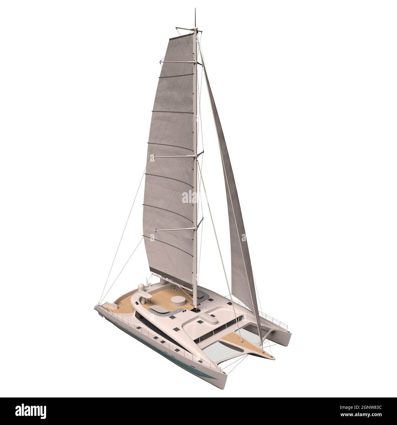 3D illustration sailing catamaran isolated on white background Stock ...