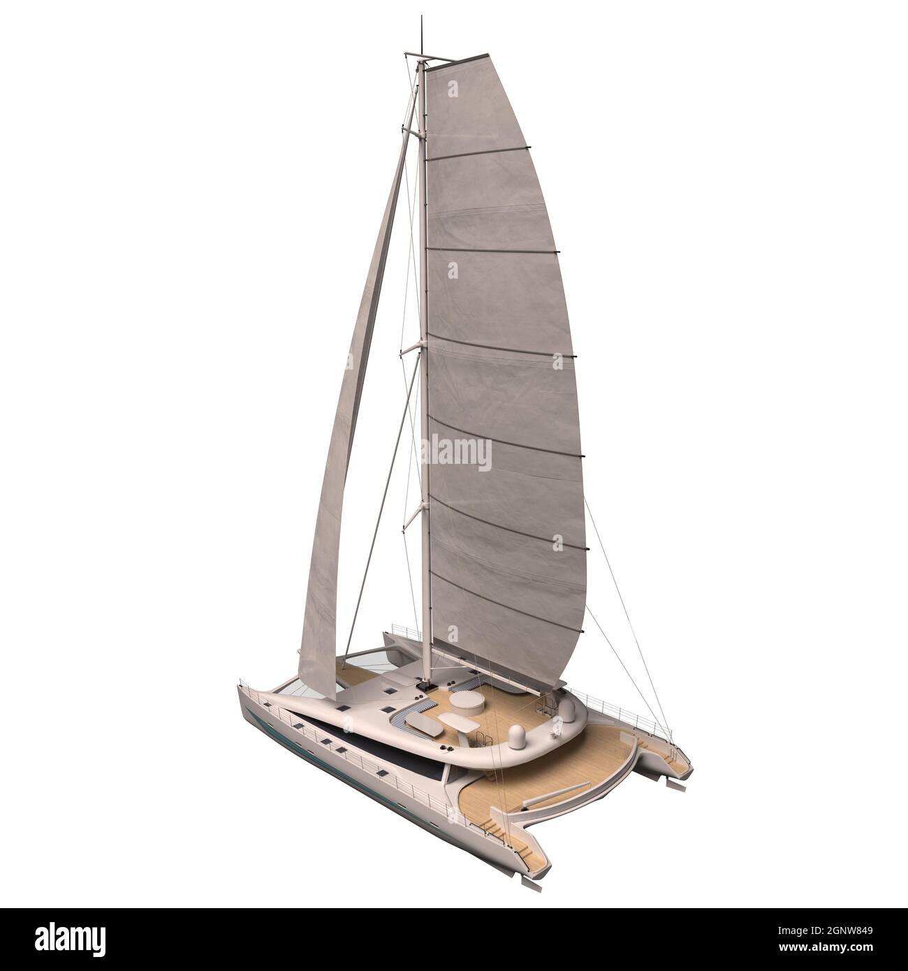 3D illustration sailing catamaran isolated on white background Stock ...