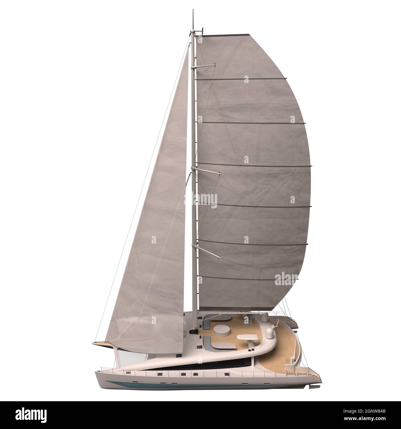 3D illustration sailing catamaran isolated on white background Stock ...