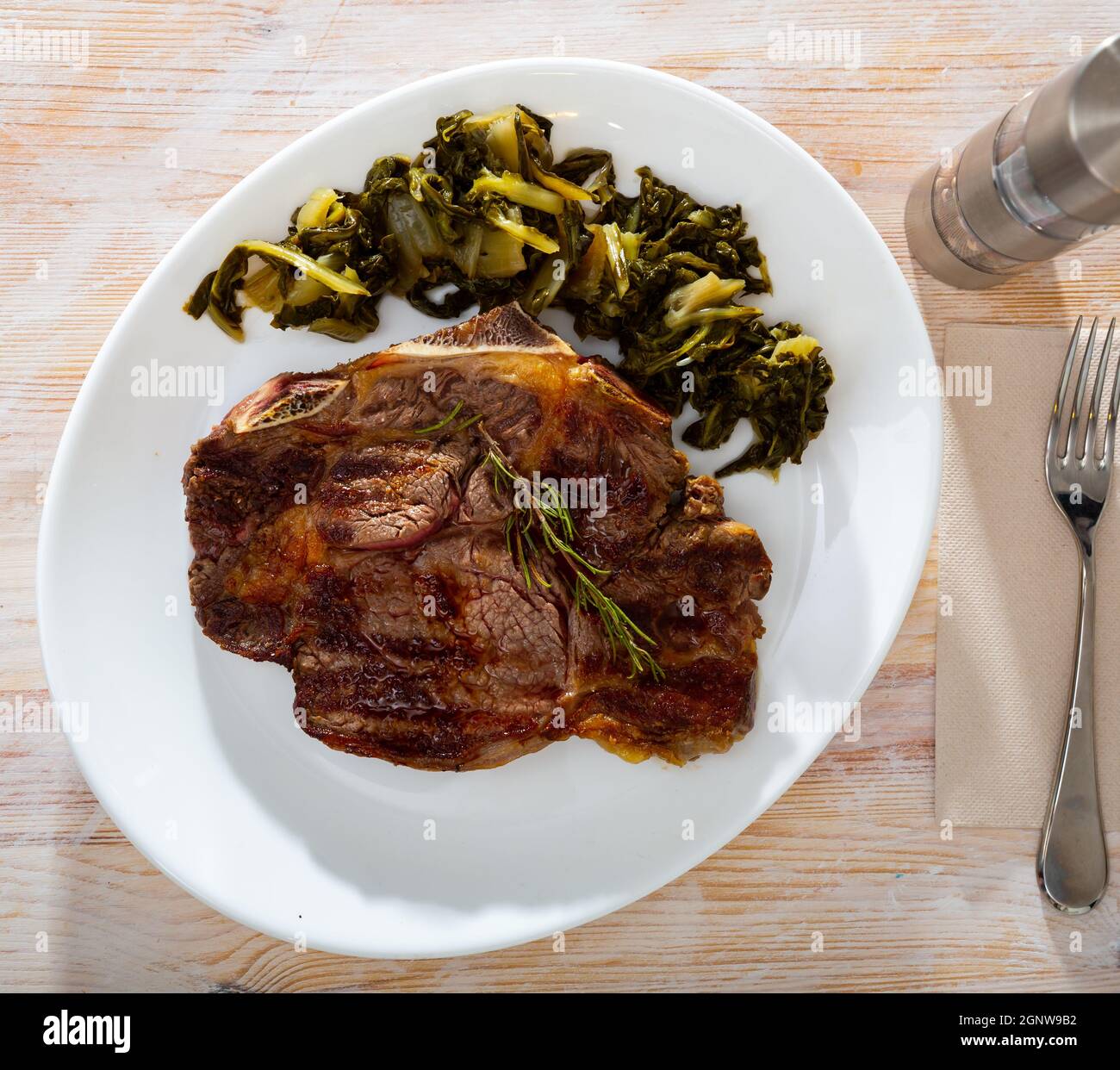 Grilled beef with chard Stock Photo - Alamy