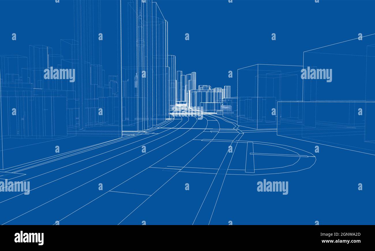 Vector 3d urban landscape. Buildings and roads Stock Vector Image & Art ...