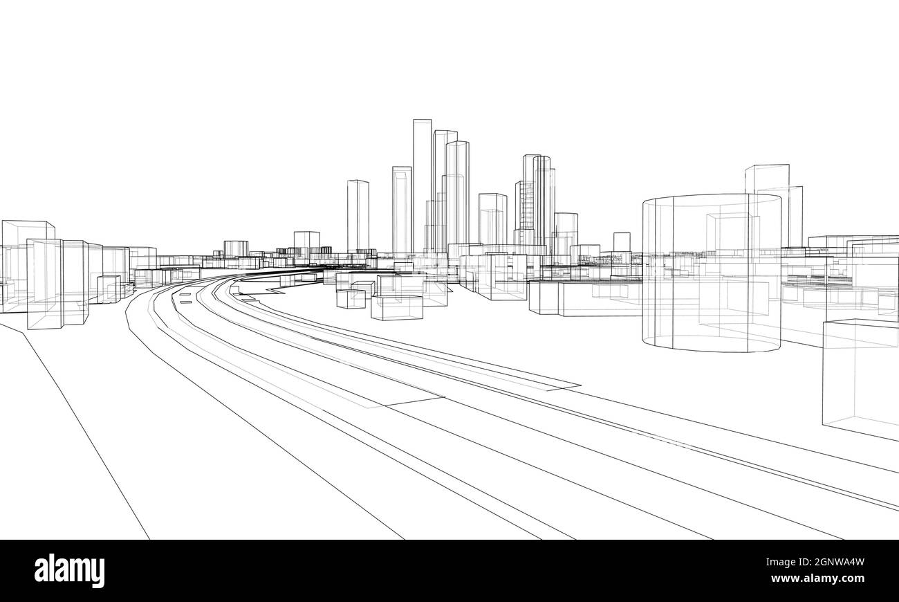 Vector lines buildings and city roads, town design Stock Vector Image ...