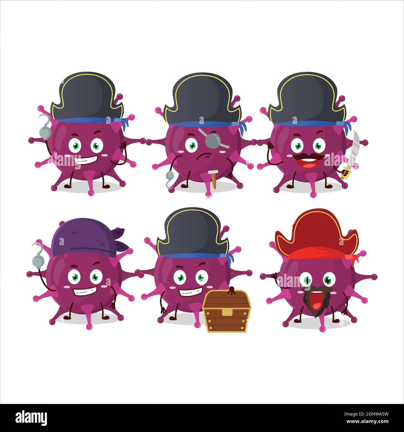 Cartoon character of coronaviridae with various pirates emoticons ...