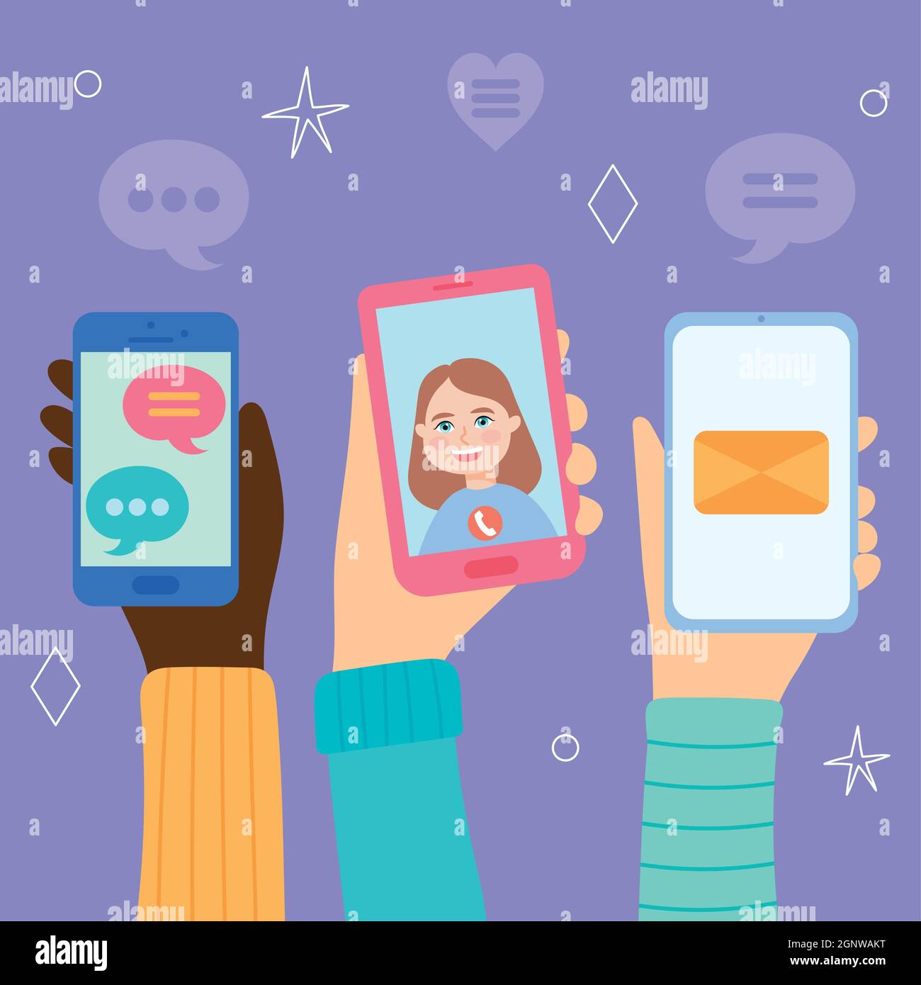 Cellphones hands Stock Vector Images - Alamy