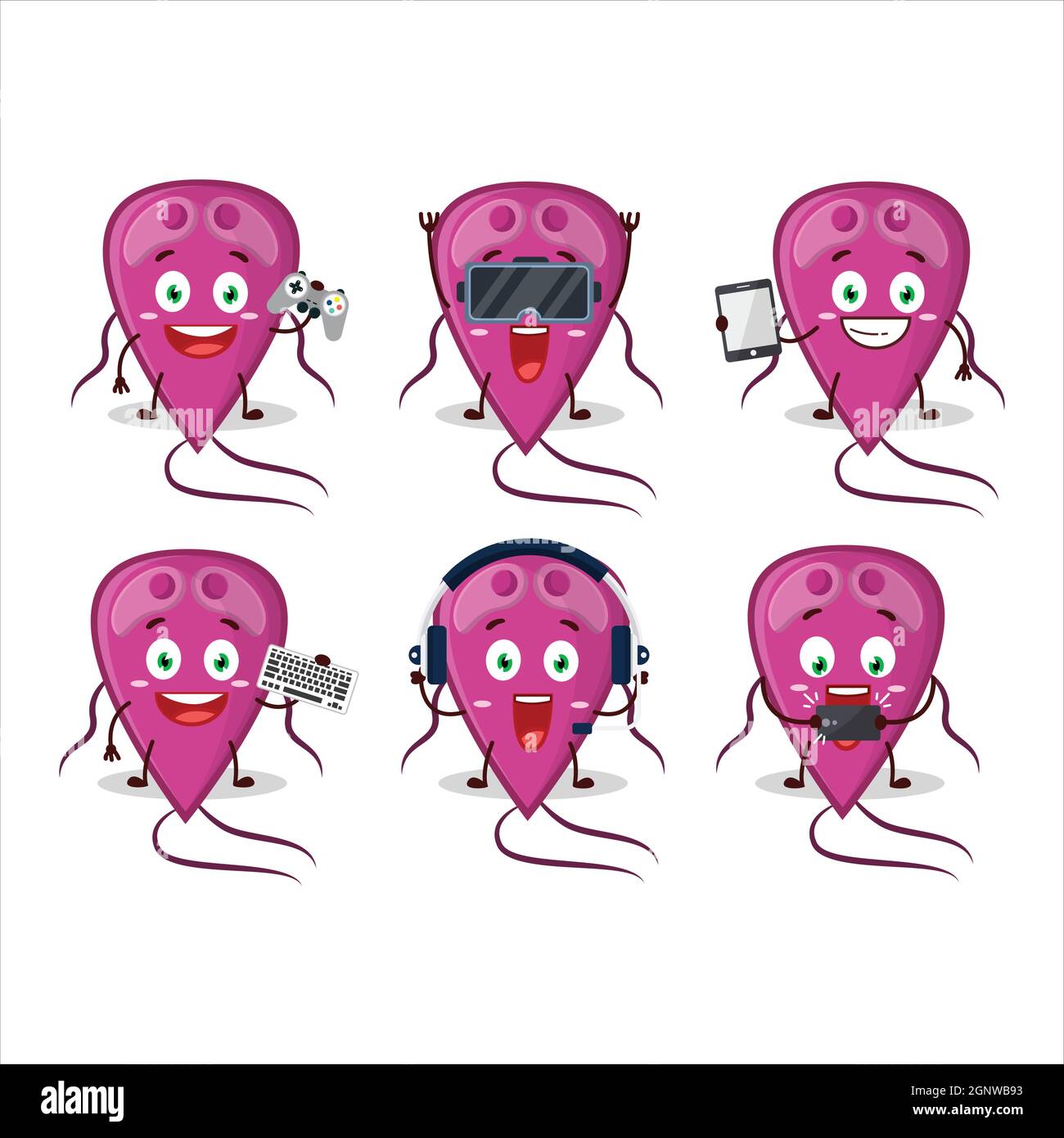 Virus diagnosis cartoon character are playing games with various cute ...