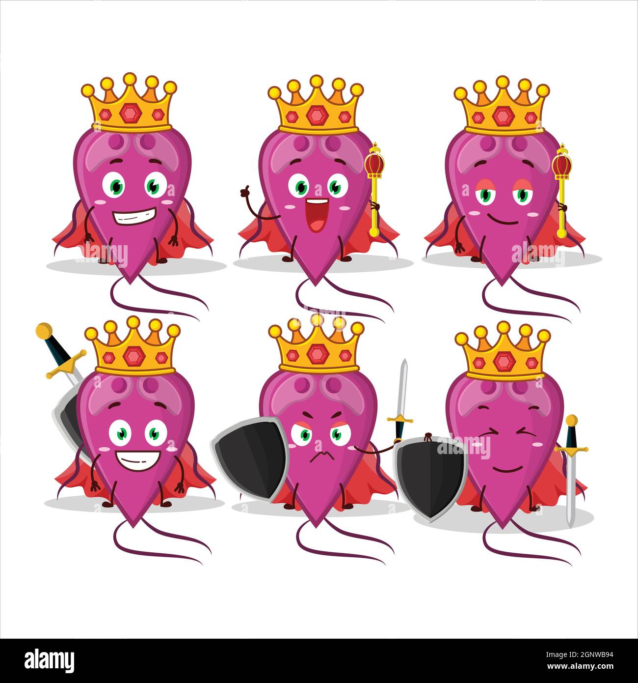 A Charismatic King virus diagnosis cartoon character wearing a gold ...