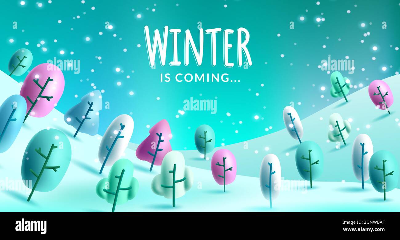 Winter vector background design. Winter is coming text with doodle ...