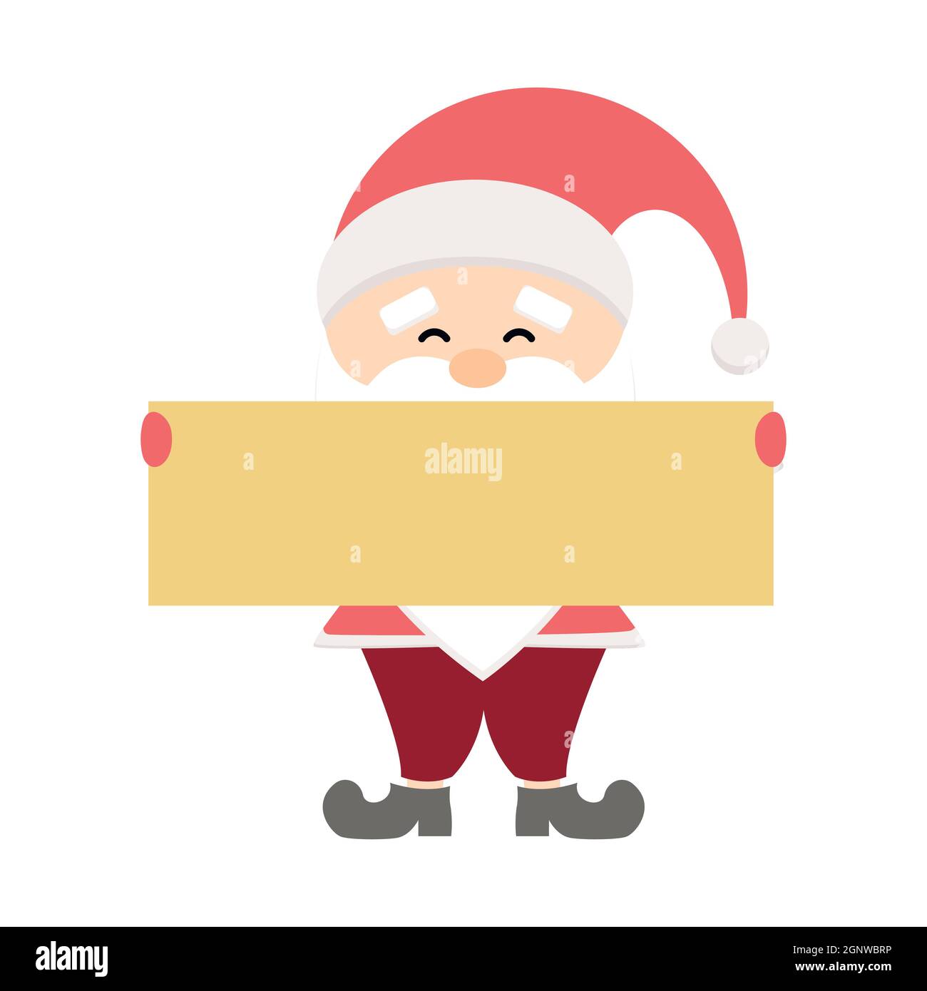 Vector illustration of Santa holding a sign. A postcard for a holiday ...