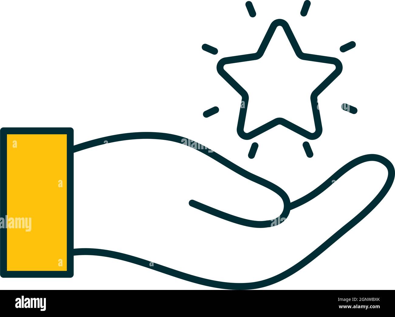 hand with star icon on white background Stock Vector Image & Art - Alamy