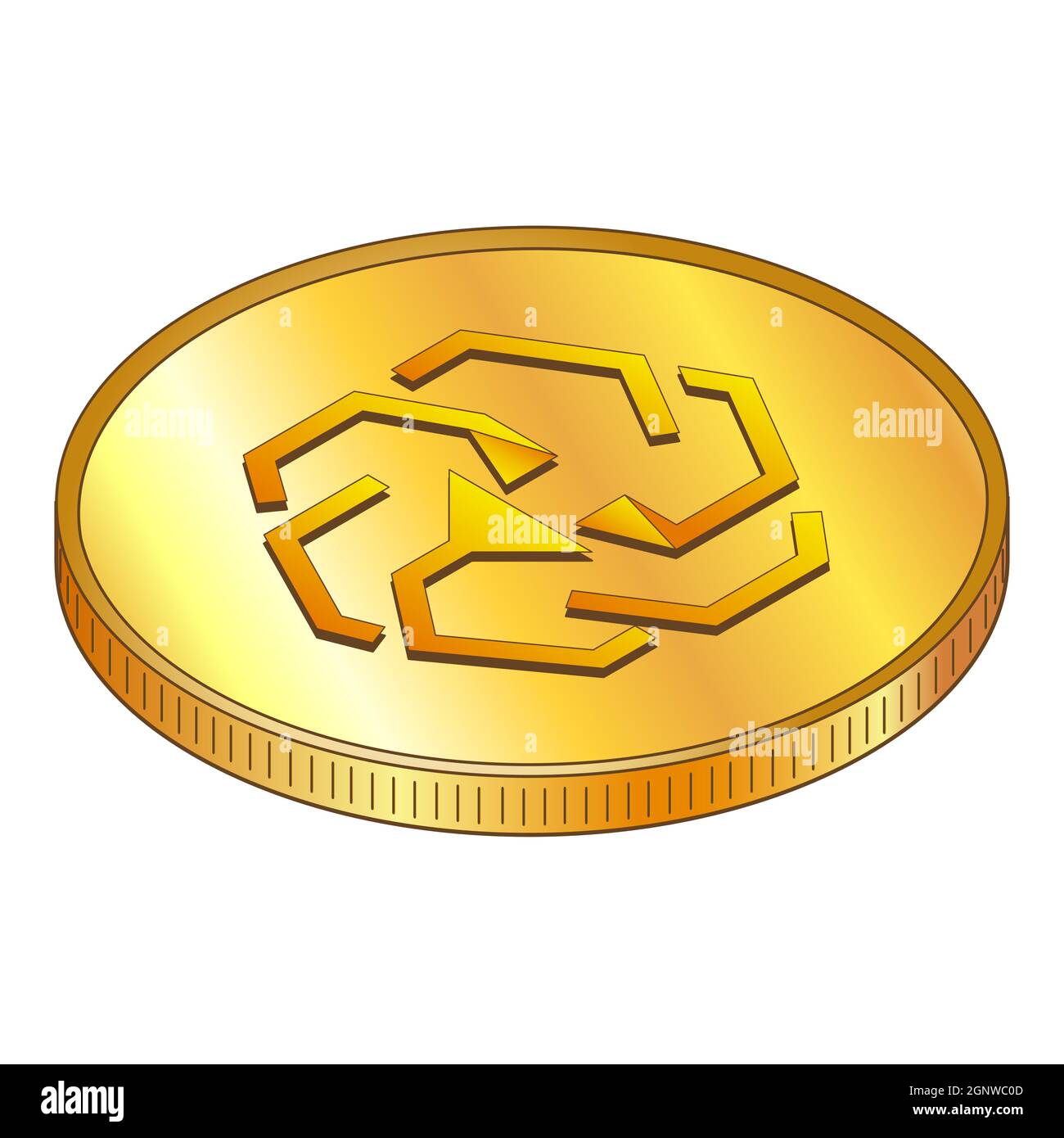 Gold coins Unus Sed Leo in isometric top view isolated on white. Vector ...
