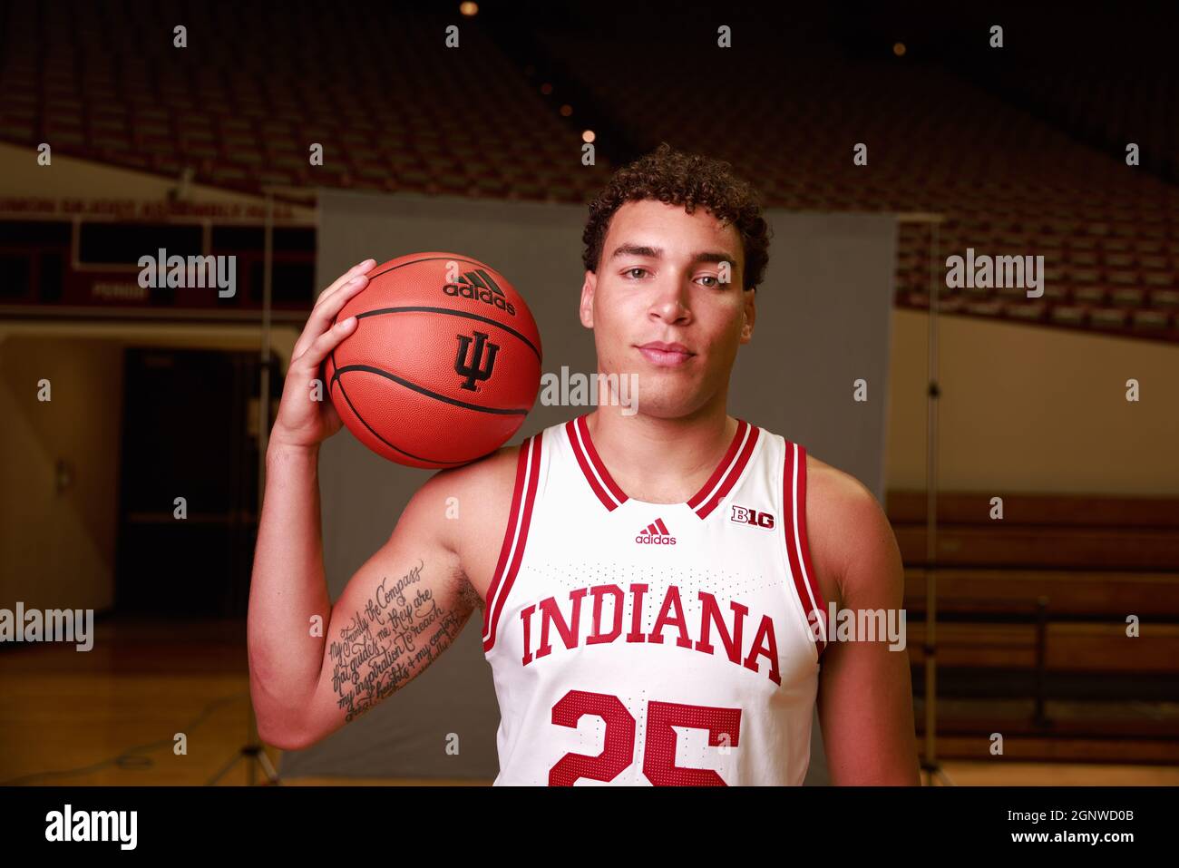 Indiana University basketball player Race Thompson (25) poses for a ...