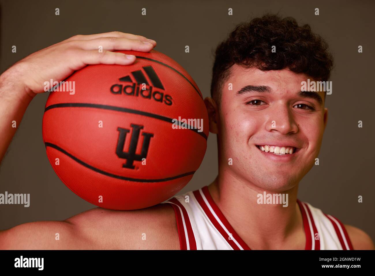 Indiana University basketball player Anthony Leal (3) poses for a ...