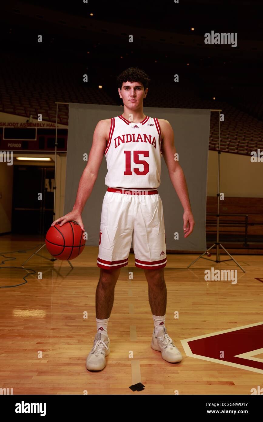 Indiana University basketball player Sebastien Scott (15) poses for a ...