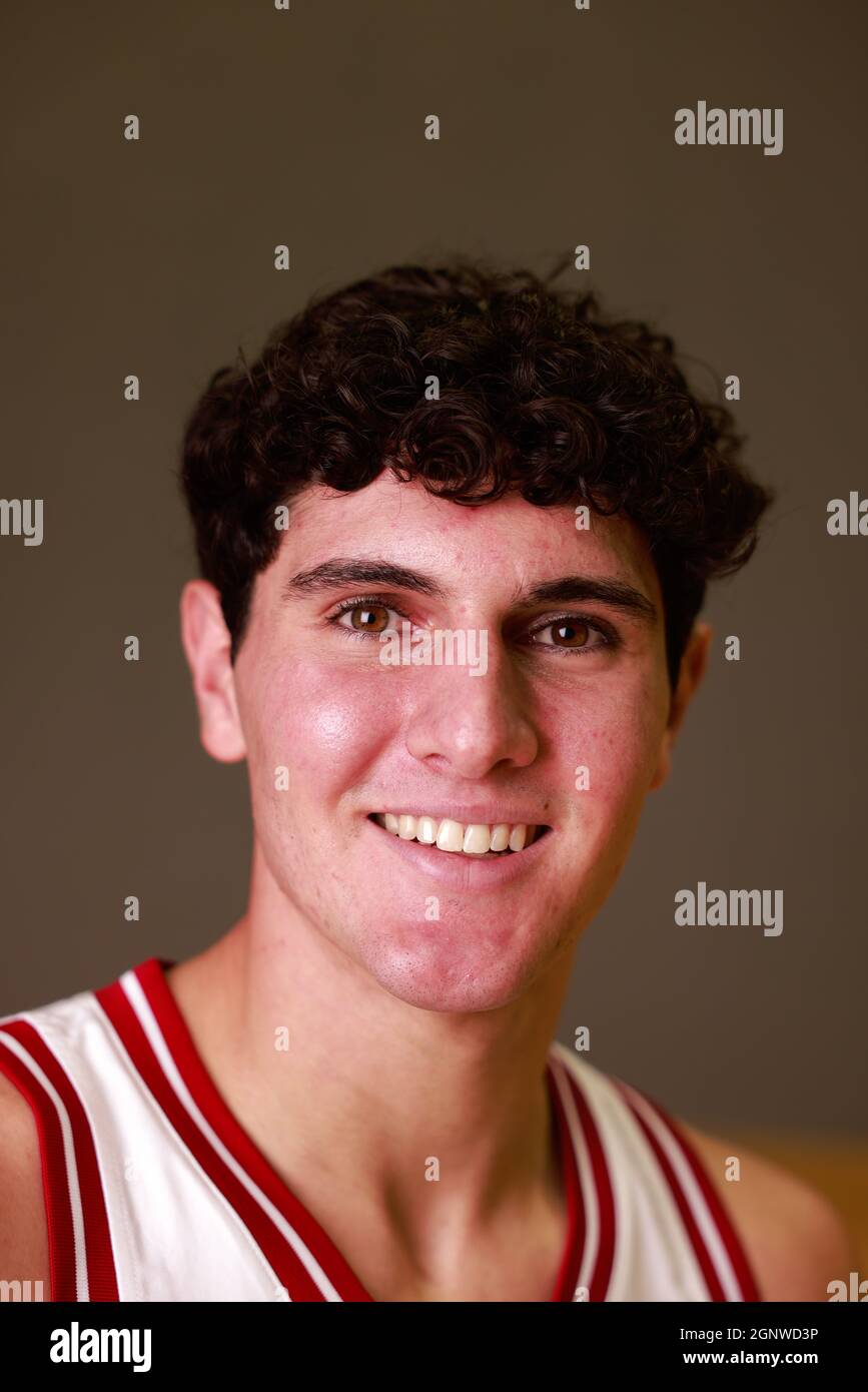 Indiana University basketball player Sebastien Scott (15) poses for a ...