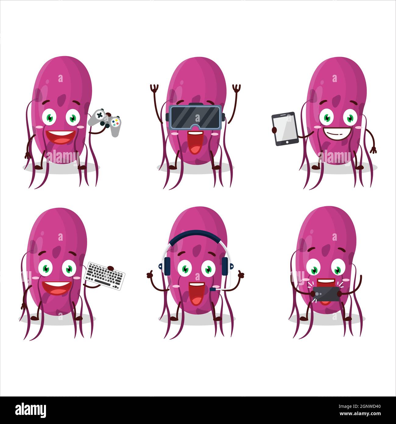 Virus Molecule cartoon character are playing games with various cute ...