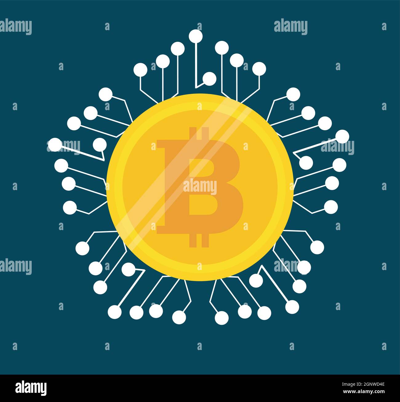 Blockchain vector background illustration on a dark blue background ...