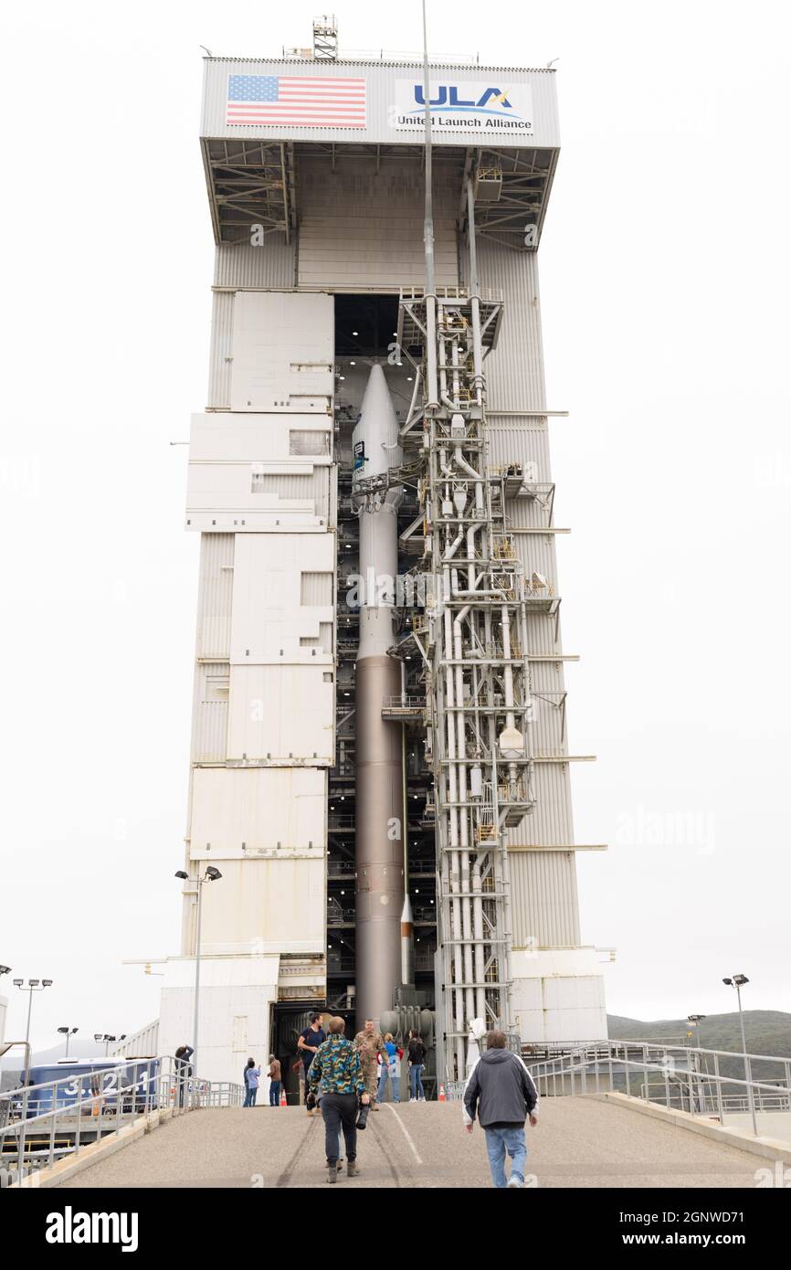 Sep 27, 2021; Vandenberg AFB, California, USA; The ULA Atlas V 401 rocket with the Landsat 9 ...