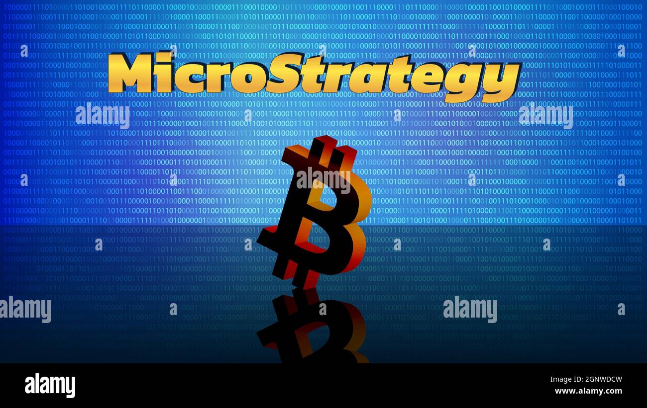 Banner MicroStrategy Incorporated on digital background with Bitcoin ...