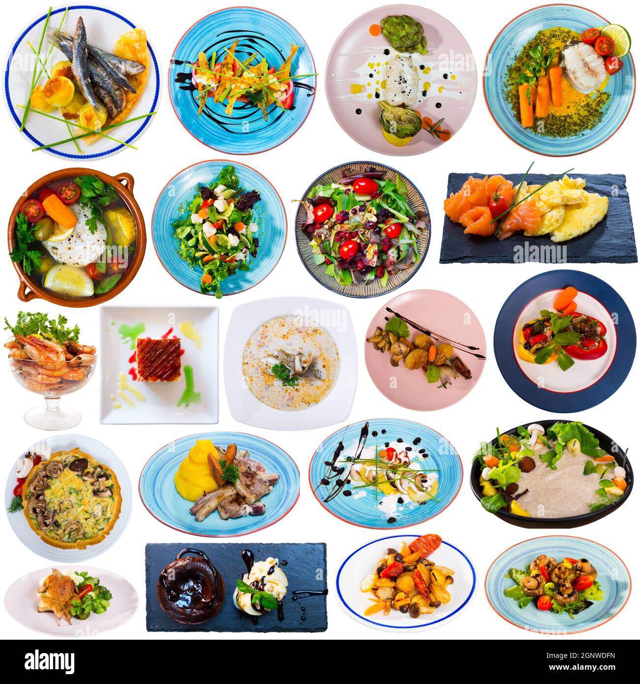 Set of various plates of food Stock Photo - Alamy