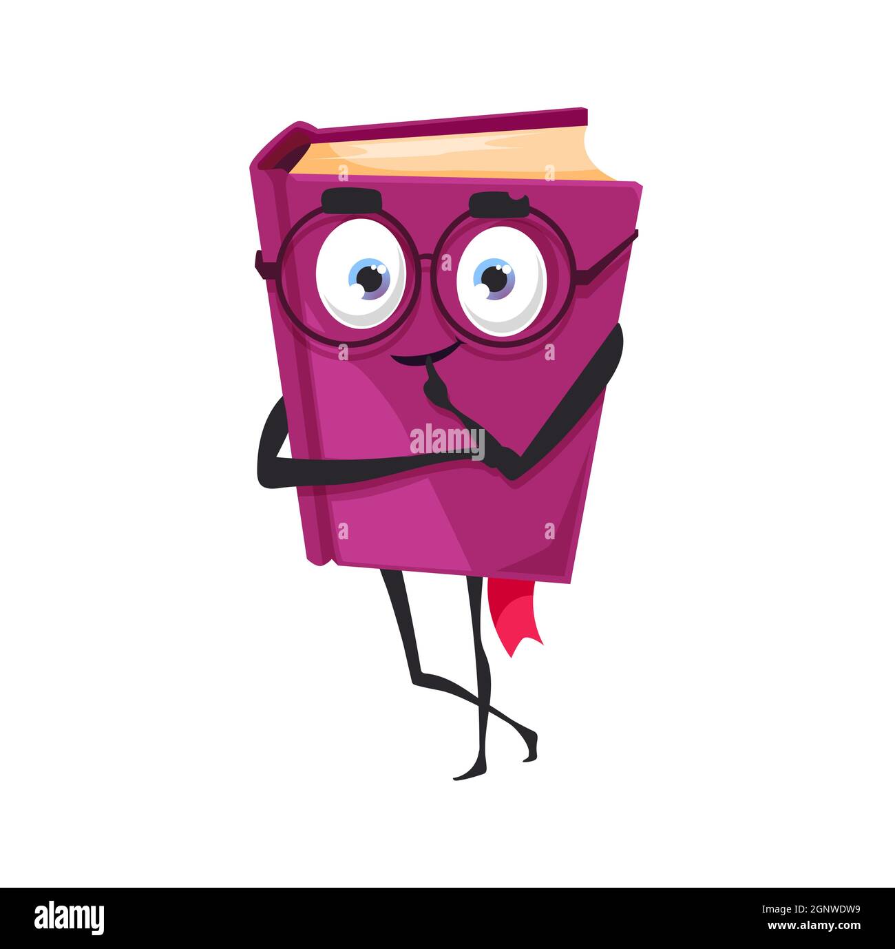 Cartoon book in purple hardcover isolated kids children textbook with ...