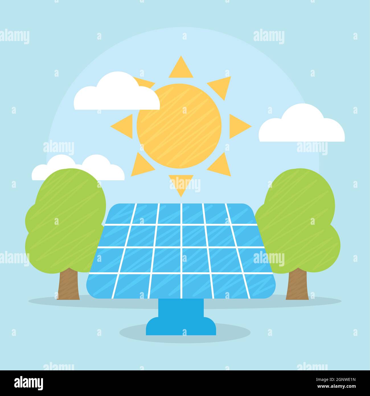 solar panel illustration with nature icons Stock Vector Image & Art - Alamy