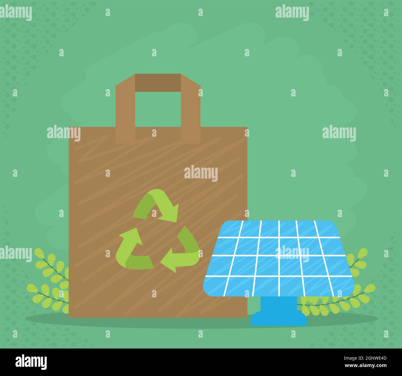 paper bag and solar panel illustration Stock Vector Image & Art - Alamy