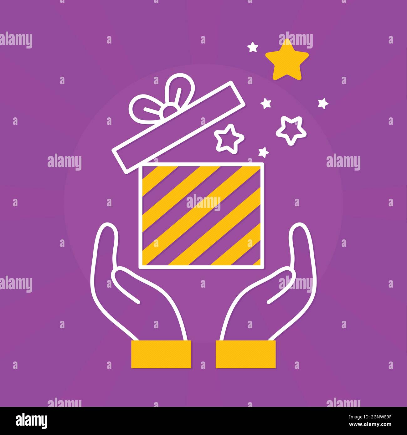 open gift box and hands illustration Stock Vector Image & Art - Alamy
