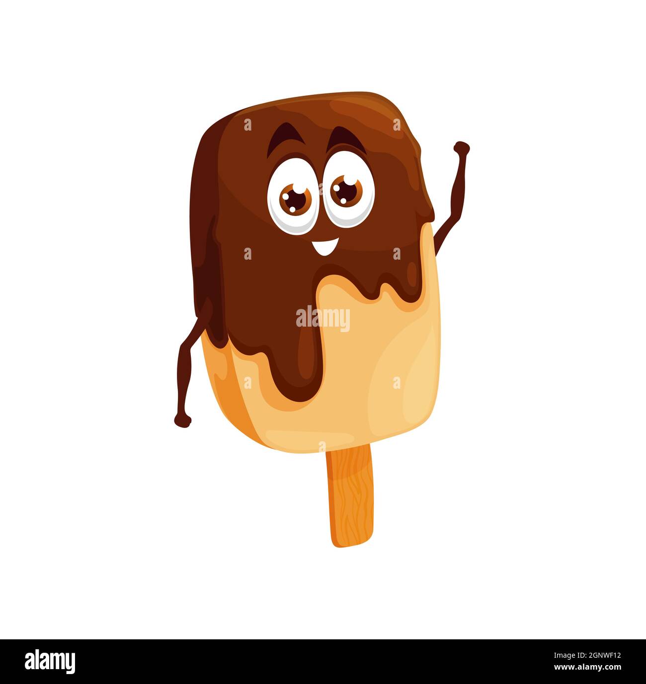 Emoticon chocolate popsicle on stick yummy vanilla ice cream glazed in ...