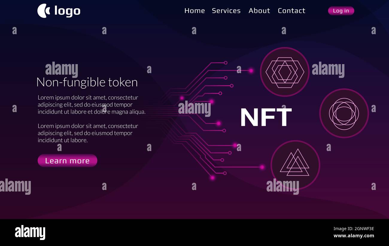 Website header template for NFT nonfungible tokens with pcb tracks and ...