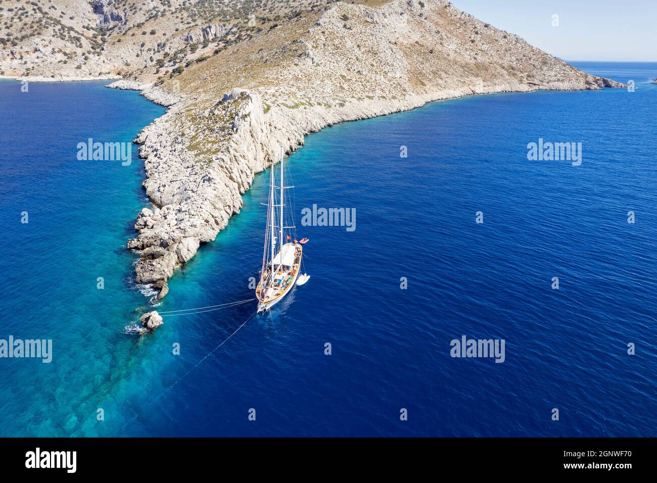 Aerial view of Loryma Bay (Bozukkale), Bozburun Marmaris Turkey Stock ...