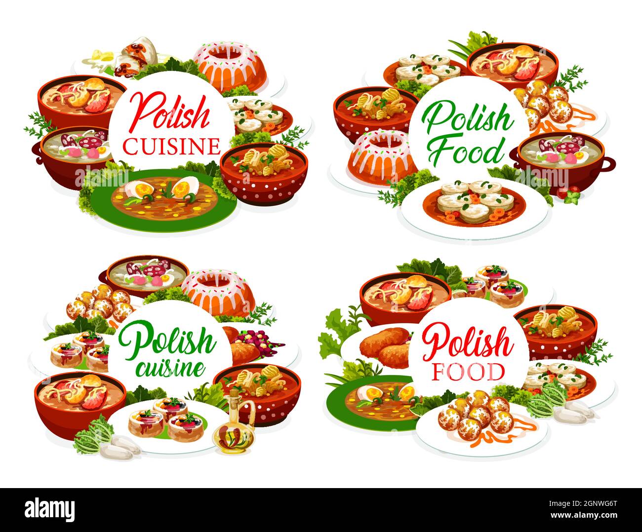 Polish cuisine menu cover design, food dishes of Poland, vector ...