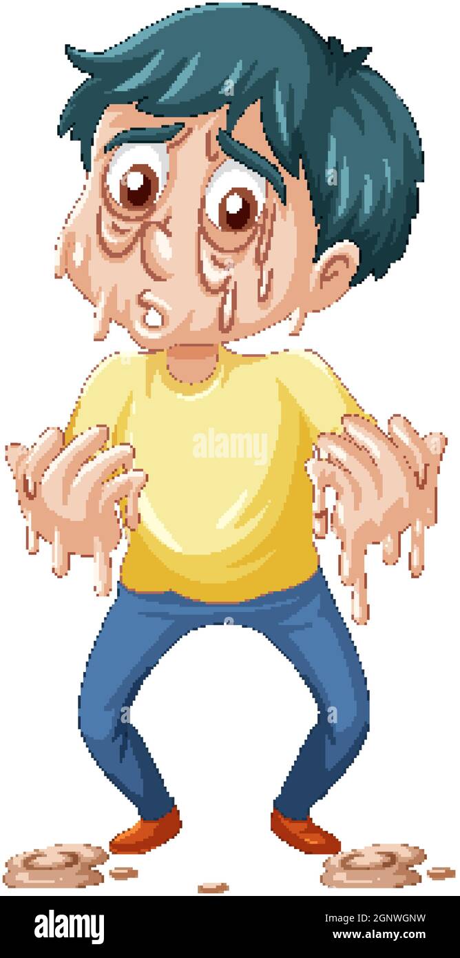 Melted man cartoon character on white background illustration Stock ...