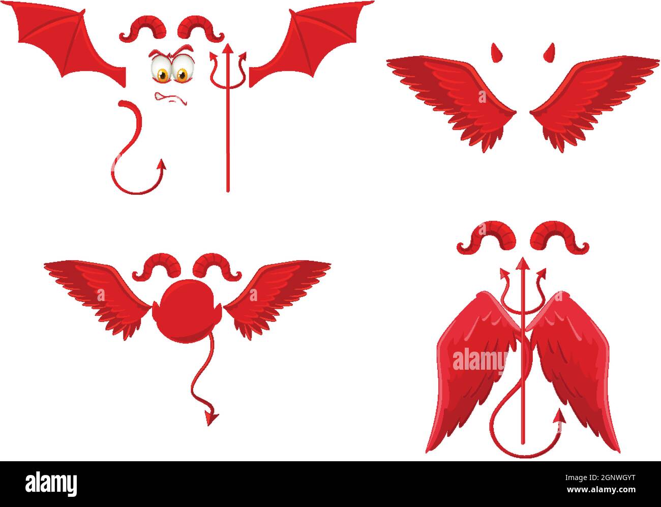 Set of devil and angel object decor illustration Stock Vector Image ...